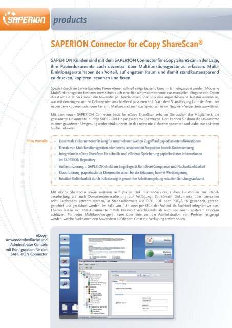 SAPERION Connector for eCopy ShareScan® - Nuance