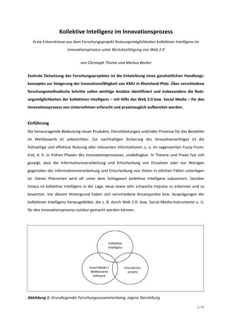 Kollektive Intelligenz im Innovationsprozess - Social Media Akademie