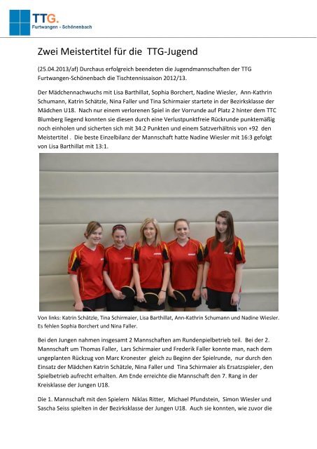 Jessica Faller erfolgreich bei der STTV-TOP16 Rangliste - TTG ...