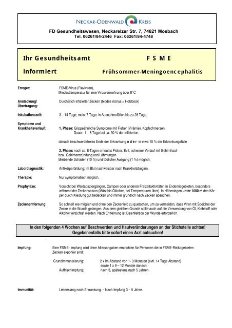 FSME - Frühsommer-Meningoencephalitis - Neckar-Odenwald-Kreis