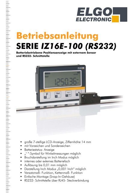 Betriebsanleitung - ELGO Electric GmbH