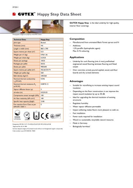 Happy Step Data Sheet - en.gutex.de