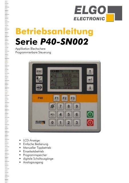Betriebsanleitung Serie P40-SN002 - ELGO Electric GmbH