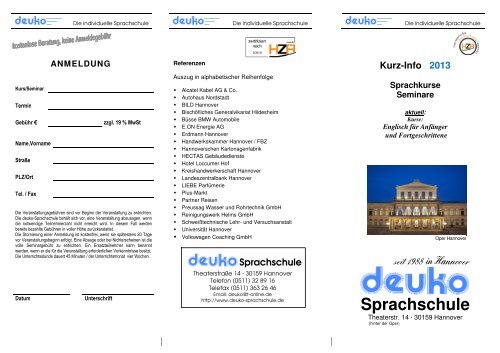 Flyer Sprachkurse 2013 - deuko