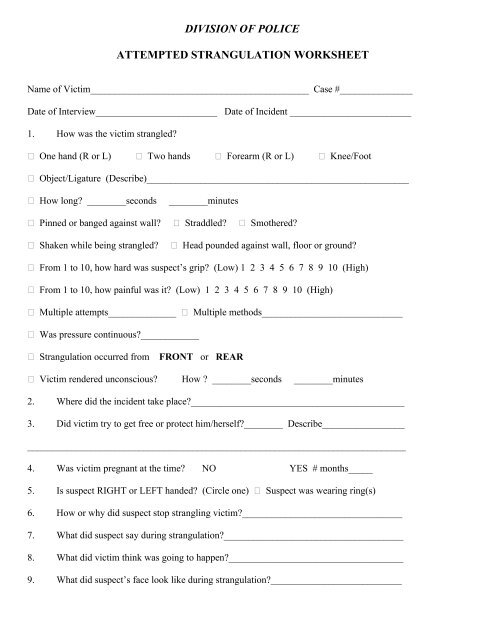 ATTEMPTED STRANGULATION WORKSHEET - OHIOPD