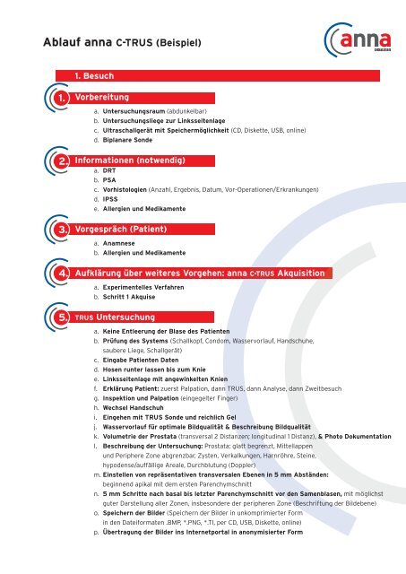 Detailierter Ablauf (SOP) im PDF-Format - Anna C-TRUS