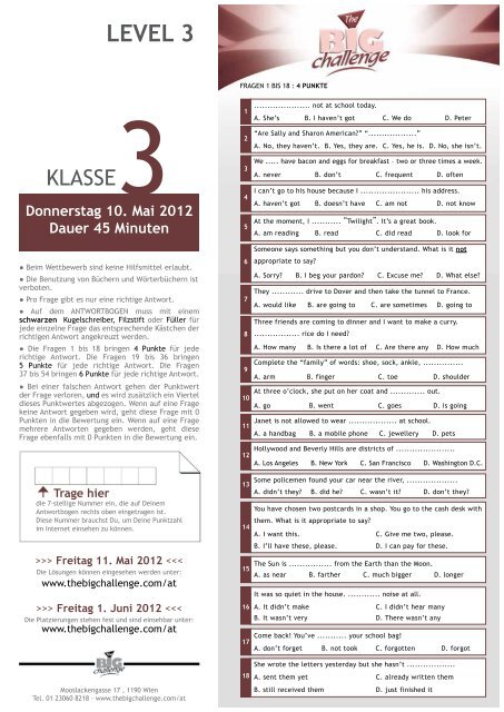 LEVEL 3 - The Big Challenge