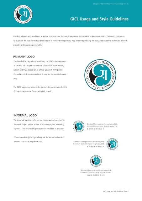 Goodwill Immigration Consultancy (GICL} Logo Usage and Style Guidelines