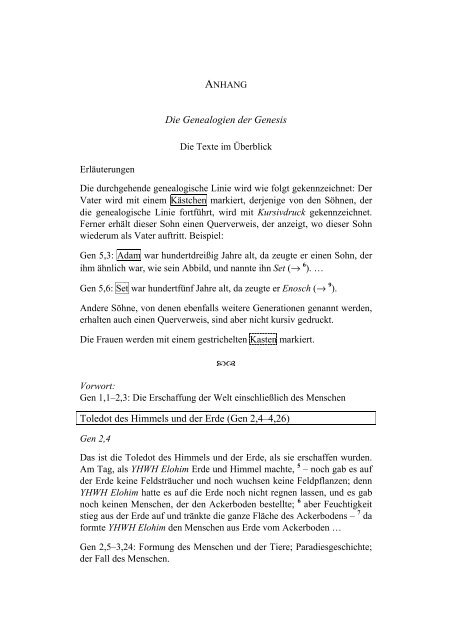 Die Genealogien der Genesis Toledot des Himmels ... - Thomas Hieke