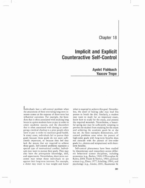 Implicit and Explicit Mechanisms of Counteractive Self ... - Faculty