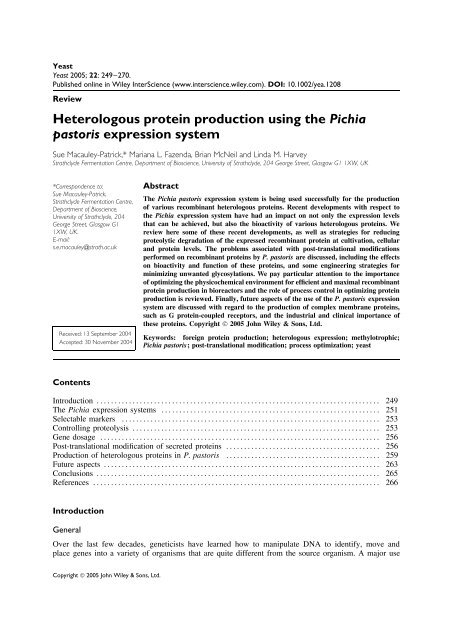 Heterologous Protein Production Using The Pichia Pastoris