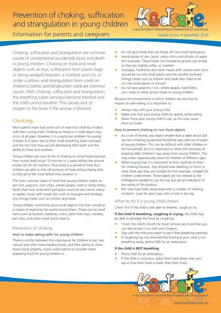 Prevention of choking, suffocation and strangulation in young children