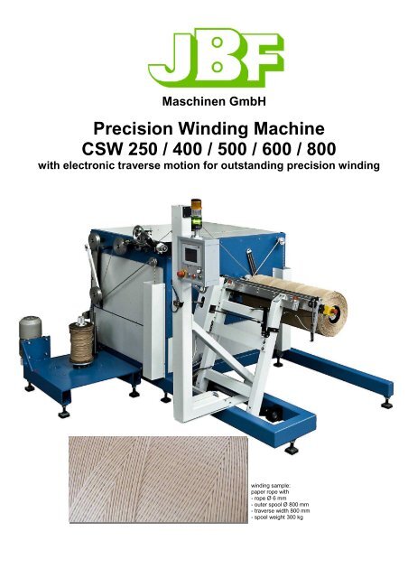Maschinen GmbH Precision Winding Machine CSW 250 / 400 / 500 ...