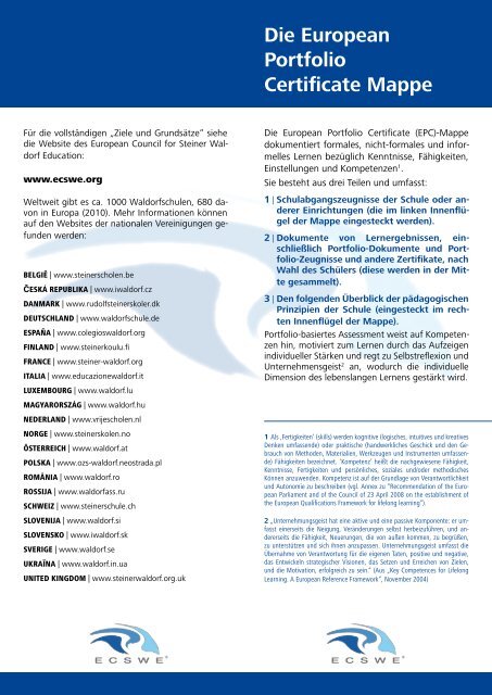 Die European Portfolio Certificate Mappe