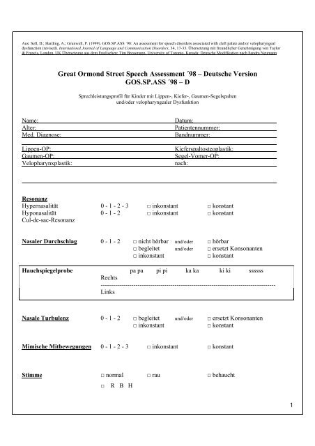 Deutsche Version GOS.SP.ASS ´98 – D - cleftNet