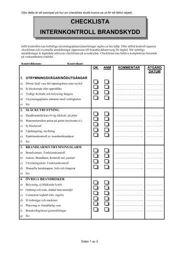 Checklista och egenkontroll av Brandskydd - Folksam