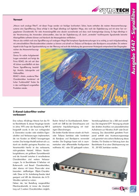 Ausgabe SF47 - Signalfilter - Kemo Filters