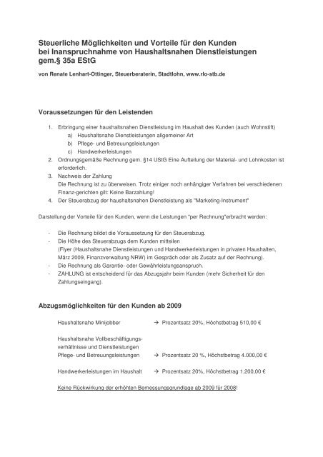 Steuerliche Möglichkeiten und Vorteile für den Kunden bei ... Steuerliche Möglichkeiten und Vorteile für den Kunden bei ...