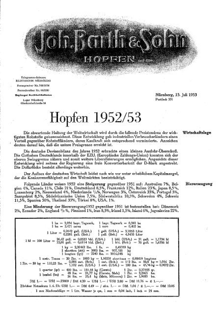 Hopfen 1952/53 - Barth-Haas Group
