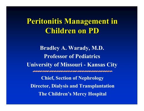 Peritonitis Management in Children on PD Peritonitis Management ...