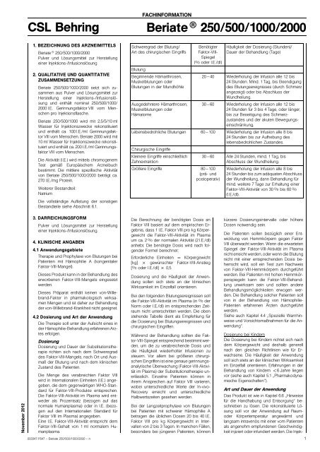 Fachinformation Beriate - CSL Behring