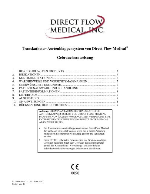 Transkatheter-Aortenklappensystem von Direct Flow Medical ...