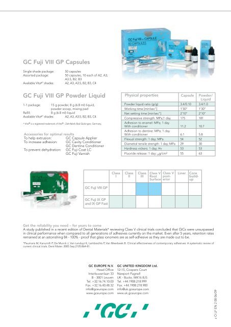 GC Fuji VIII GP Capsules GC Fuji VIII GP Powder Liquid - GC Europe