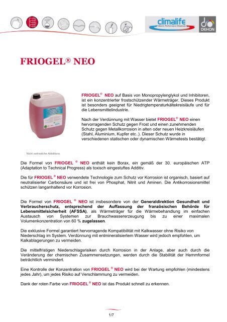 Produktdatenblatt Friogel ® Neo (.pdf - 216 Ko) - Climalife