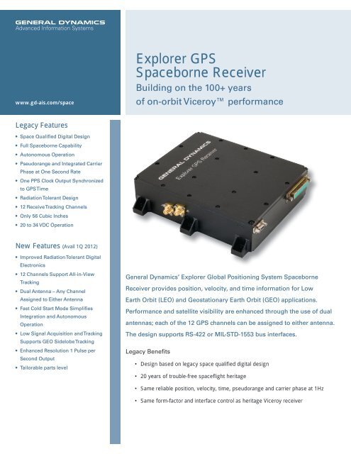 Explorer GPS Spaceborne Receiver - General Dynamics Advanced ...