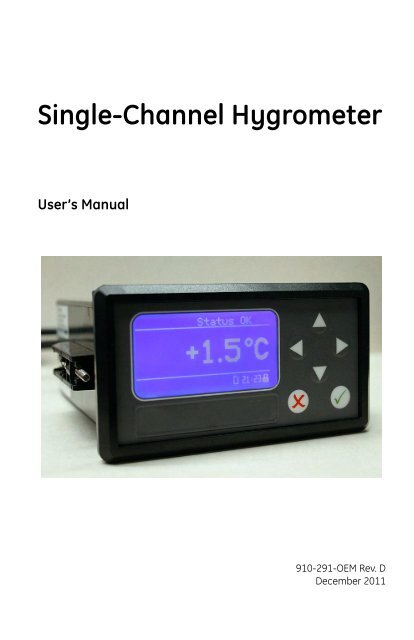 Single-Channel Hygrometer - GE Measurement & Control