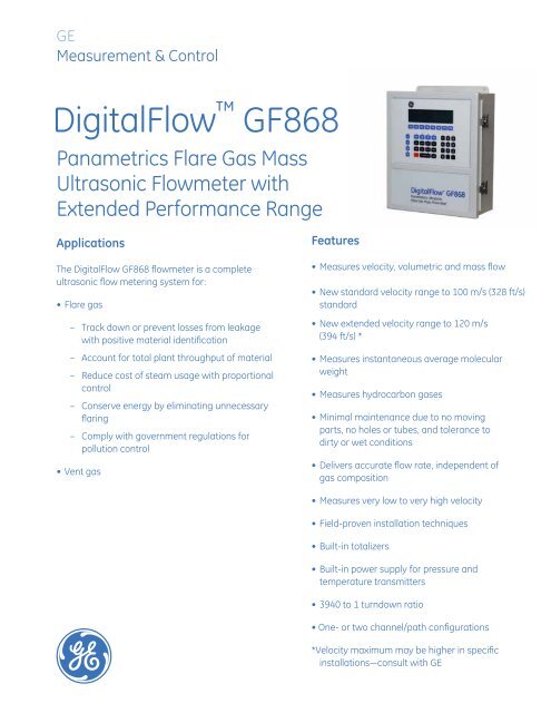 Panametrics GF868 flare gas flowmeter - GE Measurement & Control