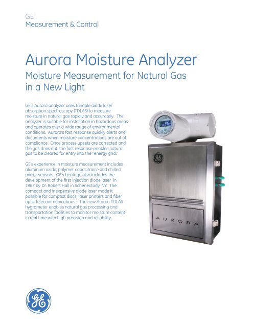 Aurora Moisture Analyzer - GE Measurement & Control