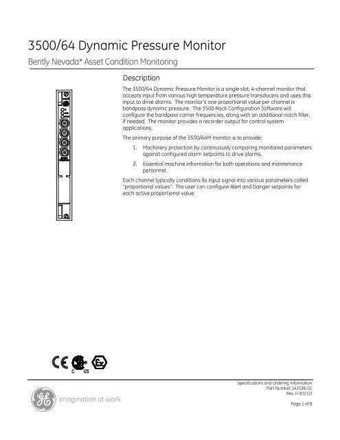 3500/64M Dynamic Pressure Datasheet - GE Measurement & Control
