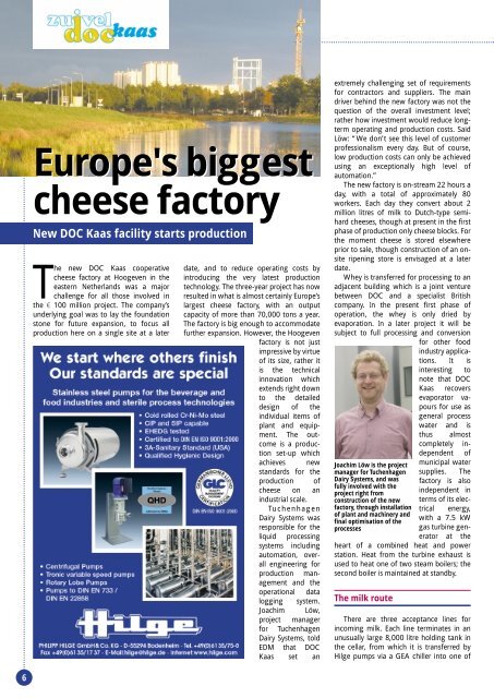 Europe's biggest cheese factory Europe's biggest ... - Gea-tds.com