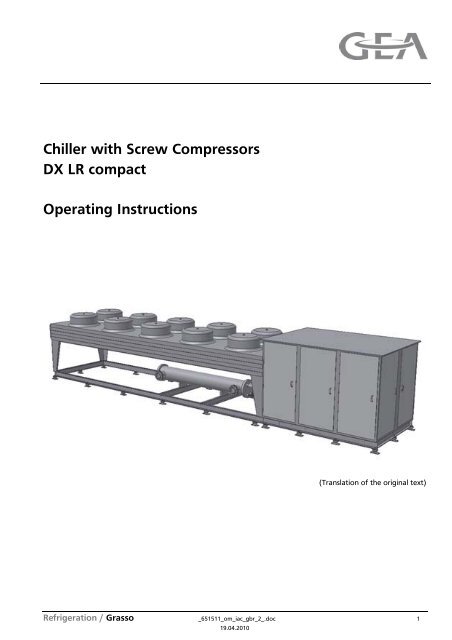 Chiller with Screw Compressors - GEA Refrigeration Technologies