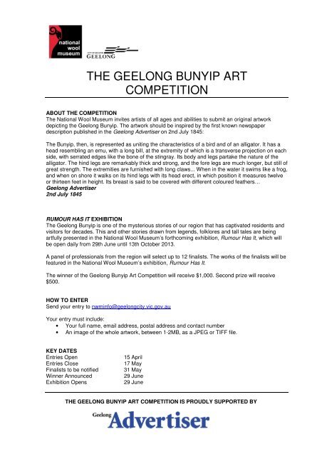 THE GEELONG BUNYIP ART COMPETITION