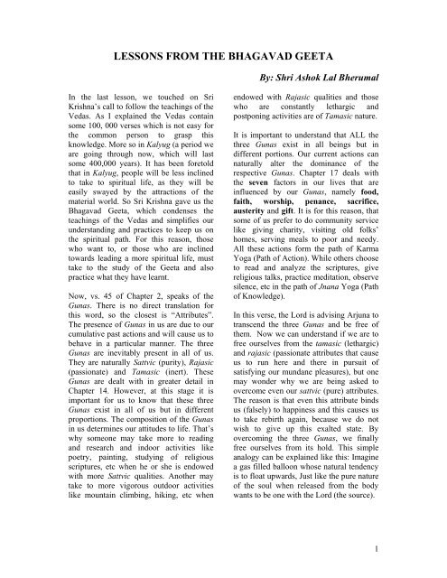 LESSONS FROM THE BHAGAVAD GEETA - Geeta Ashram Malaysia