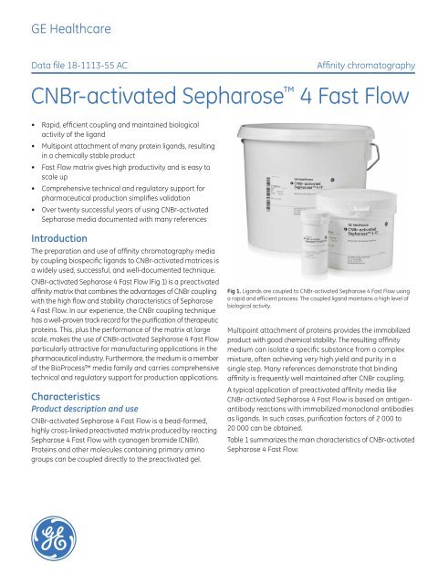 [PDF] CNBr-activated Sepharose 4 Fast Flow データファイル