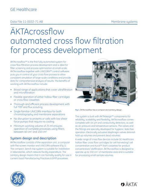 ÄKTAcrossflow automated cross flow filtration for process development