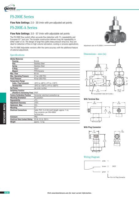 FS-200E Series FS-200E-A Series - Gems™ Sensors & Controls