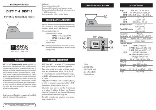 DiST® 7 & DiST® 8 - HANNA instruments