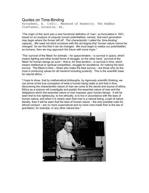 Quotes on Time-Binding - The Institute of General Semantics