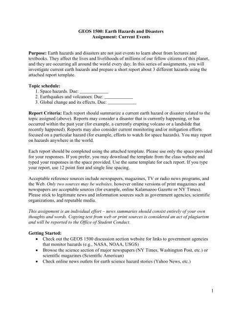 Science Current Event Template