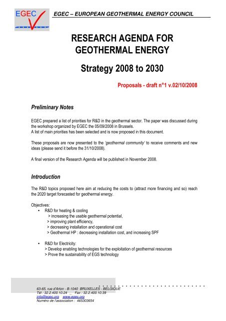egec – european geothermal energy council - Geothermie