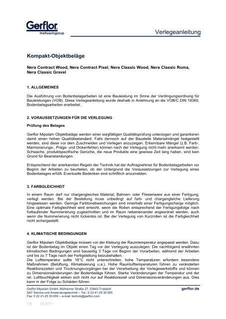 Verlegeanleitung Nera Contract - Gerflor