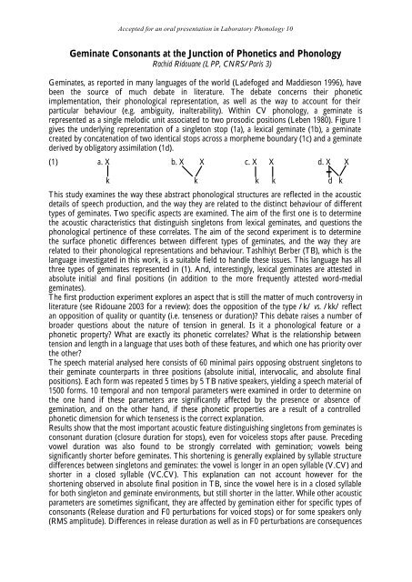 Geminate Consonants at the Junction of Phonetics and Phonology