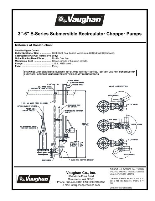 3”-6” E-Series Submersible Recirculator Chopper Pumps - Vaughan ...