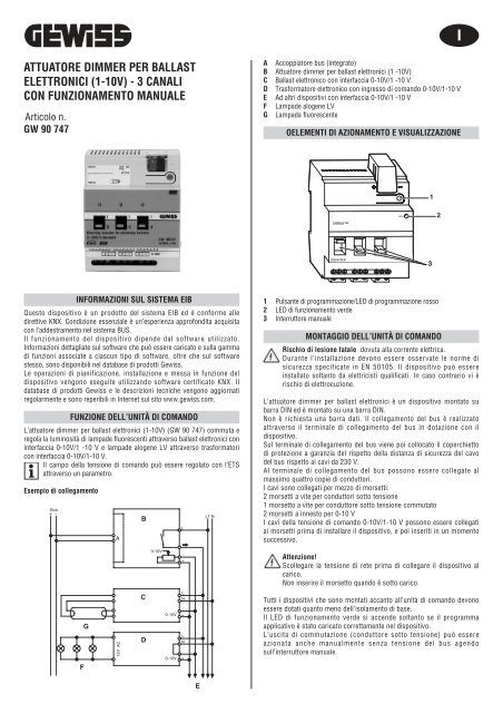 attuatore dimmer per ballast elettronici (1-10v) - 3 canali ... - Gewiss