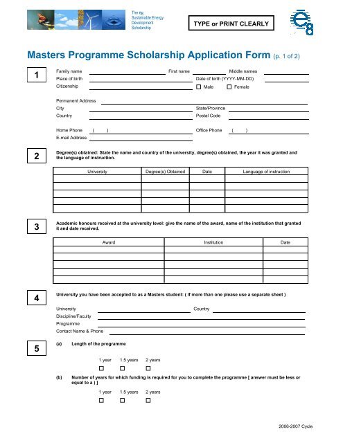 Masters Programme Scholarship Application Form - Global ...