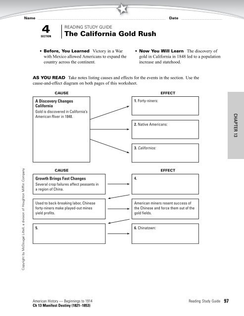 CH 13: Section 4 Reading Study Guide